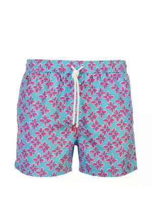 Kiton Geometric-Print Swim Shorts Blue