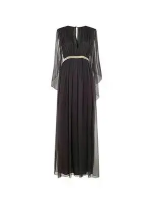 Alberta Ferretti Draped Silk Maxi Dress - Black