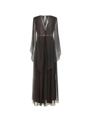 Alberta Ferretti Draped Silk Maxi Dress - Black