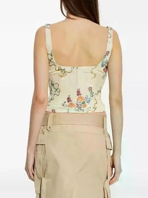 Alexander McQueen Floral-print Lace-up Corset Top