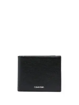 Calvin Klein Logo Stamp Bi-fold Leather Wallet - Black