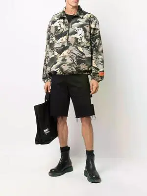 Heron Preston Logo-tape Camouflage Windbreaker Jacket