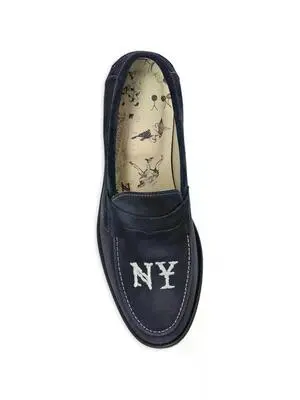 DUKE + DEXTER Wilde Ny-embroidered Suede Loafers