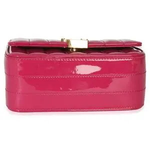 Saint Laurent Patent Matelasse Monogram Vicky Chain Bag - Pink