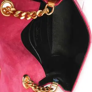 Saint Laurent Patent Matelasse Monogram Vicky Chain Bag - Pink