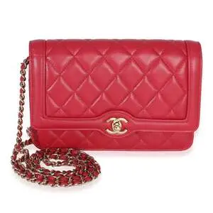 Chanel Quilted Lambskin Wallet On Chain Red