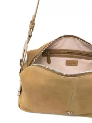 Pinko Medium Keeper Suede Shoulder Bag - Neutrals