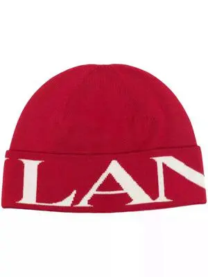 LANVIN Intarsia-logo Wool Beanie - Red