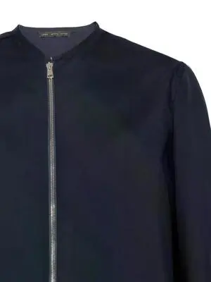 LOW BRAND Collarless Zip-up Jacket - Blue