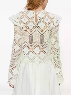SELF-PORTRAIT Guipure-lace Ruffled Top