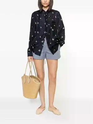 FORTE_FORTE Floral-embroidered Silk Shirt