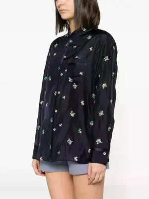 FORTE_FORTE Floral-embroidered Silk Shirt