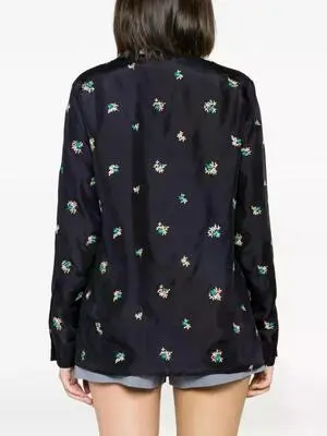 FORTE_FORTE Floral-embroidered Silk Shirt