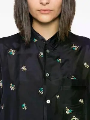 FORTE_FORTE Floral-embroidered Silk Shirt