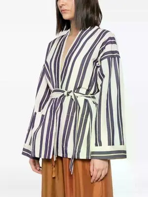 FORTE_FORTE Striped Belted Jacket - Neutrals