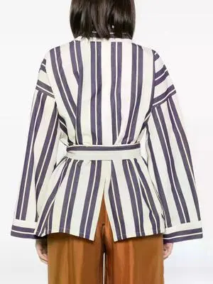 FORTE_FORTE Striped Belted Jacket - Neutrals