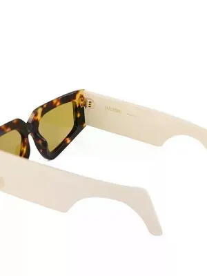Valentino Garavani V-logo Geometric-frame Sunglasses - Brown