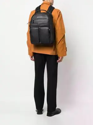 PIQUADRO Calf Leather Backpack With Logo Plaque