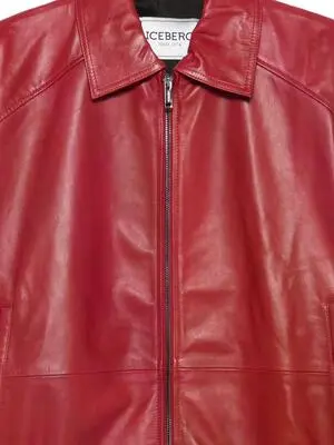 Iceberg Zip-up Leather Jacket - Red