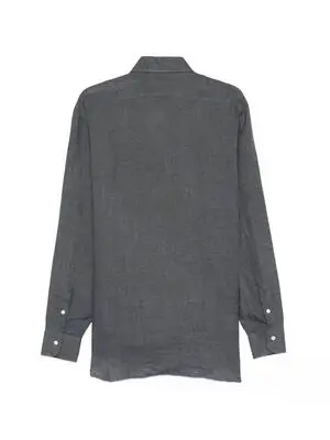 BARBA NAPOLI Slub-texture Long-sleeve Shirt - Grey
