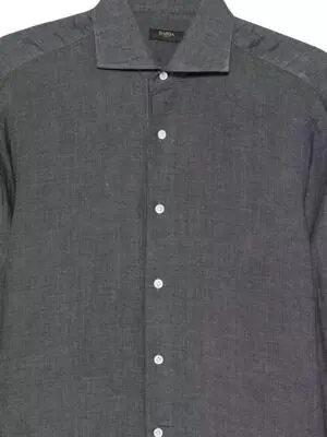 BARBA NAPOLI Slub-texture Long-sleeve Shirt - Grey
