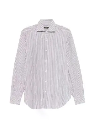 BARBA NAPOLI Vertical-stripe Long-sleeve Shirt - Brown