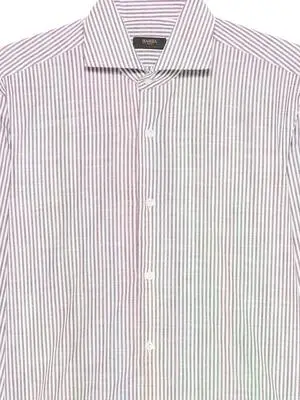 BARBA NAPOLI Vertical-stripe Long-sleeve Shirt - Brown