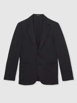 REISS Gerrard Tailored Fit Textured Jersey Single-breasted Suit Blazer - Navy