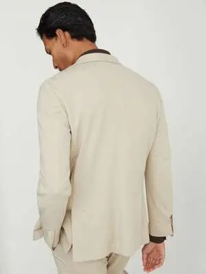 REISS Gerrard Tailored Fit Textured Jersey Single-breasted Suit Blazer - Stone