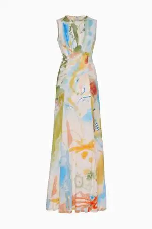 Ulla Johnson Lana Ruched Jersey Dress In Print - Western Dream