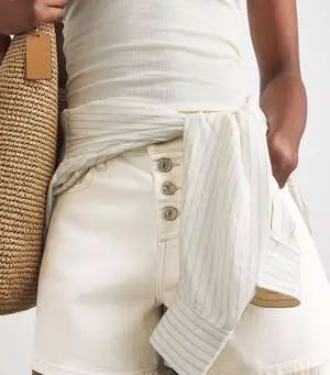 7 For All Mankind Kori Denim Shorts - Ivory