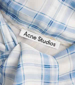 Acne Studios Silk Check Scarf-collar Shirt - Green