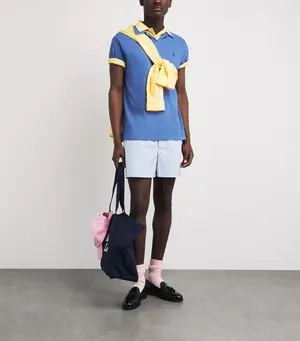 Polo Ralph Lauren Cotton-linen Open-collar Polo Shirt - Blue