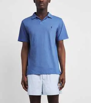 Polo Ralph Lauren Cotton-linen Open-collar Polo Shirt - Blue