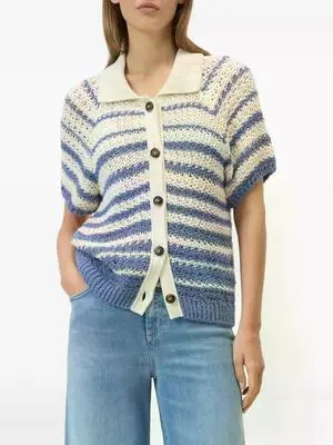 Closed Striped Short-sleeve Cardigan - Neutrals