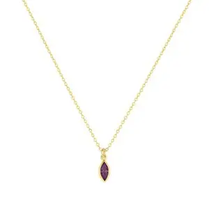 SET & STONES Marquise Birthstone Charm Necklace Gold/february