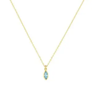 SET & STONES Marquise Birthstone Charm Necklace Gold/march