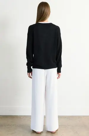 Almina Concept Cotton Mesh V-neck Pullover Sweater