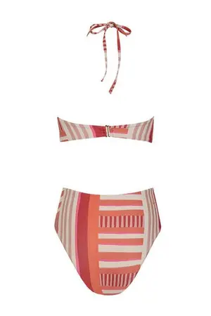 KIBYS Striped Print Rocky Trikini One Piece