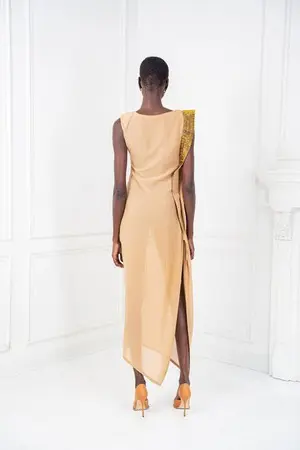 Chuks Collins The Aurelia Beaded Silk Chiffon Gown