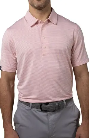 ASHWORTH GOLF Sand Stripe Polo - Blush