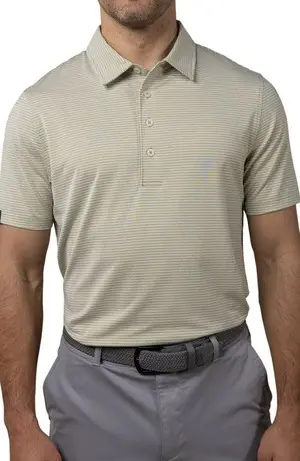 ASHWORTH GOLF Sand Stripe Polo - Moss