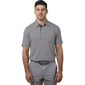 ASHWORTH GOLF Trestles Stripe Cotton Blend Performance Polo - Asphalt