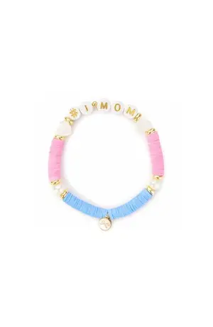 BITS & BOWS 1 Mom Beaded Bracelet - Pink/blue/white