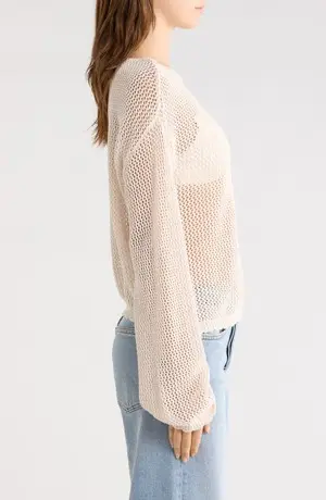 PACSUN Floral Openwork Knit Top - Ivory