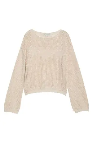 PACSUN Floral Openwork Knit Top - Ivory