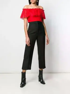 Alexander McQueen Cropped Off-the-shoulder Top
