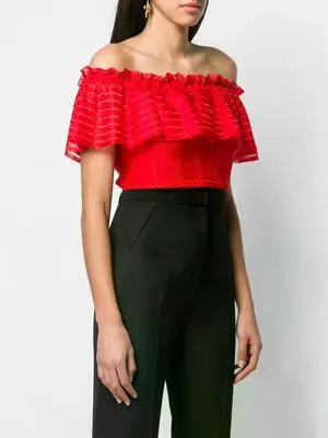 Alexander McQueen Cropped Off-the-shoulder Top