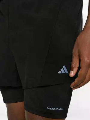 Adidas Layered Logo-print Shorts - Black