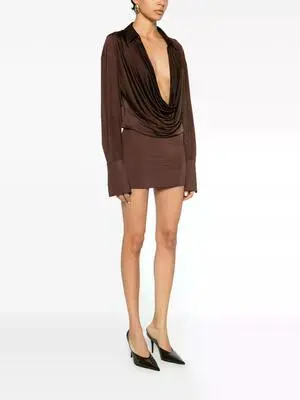 Andamane Draped Long-sleeve Mini Dress